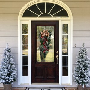Elegant Large Christmas Swags for Front Double Doors, Pine, Frosted Icy ...