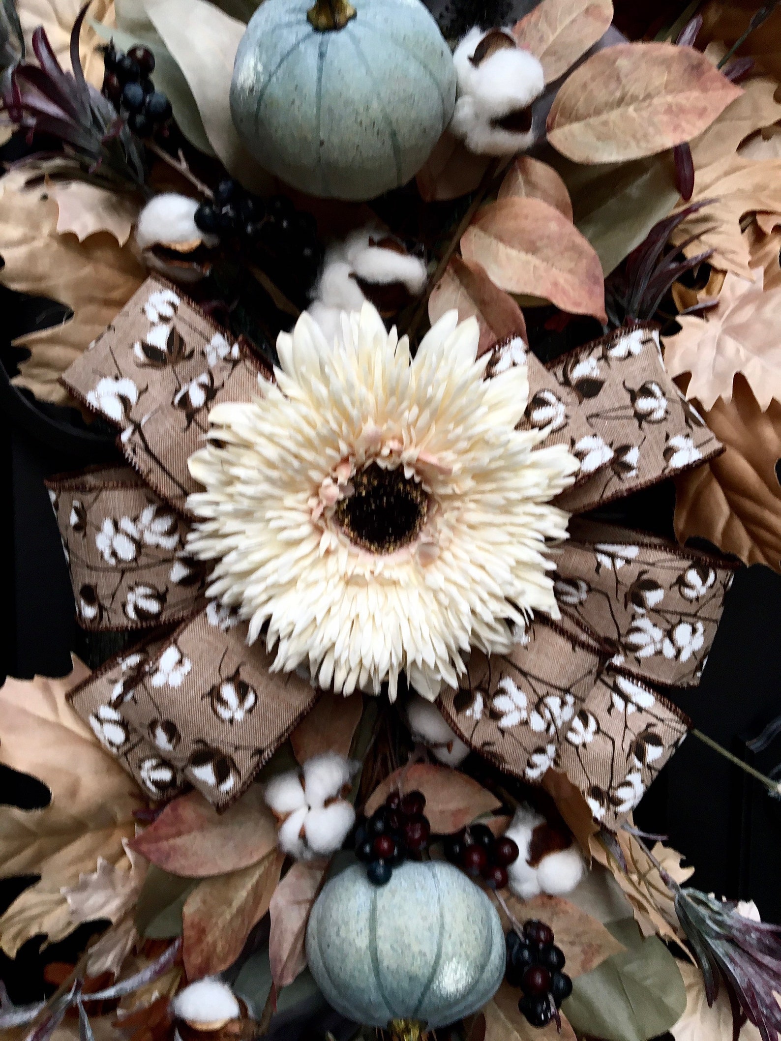 XL Fall Swags for Front Double Doors, Natural Design, Pumpkins, Cotton ...