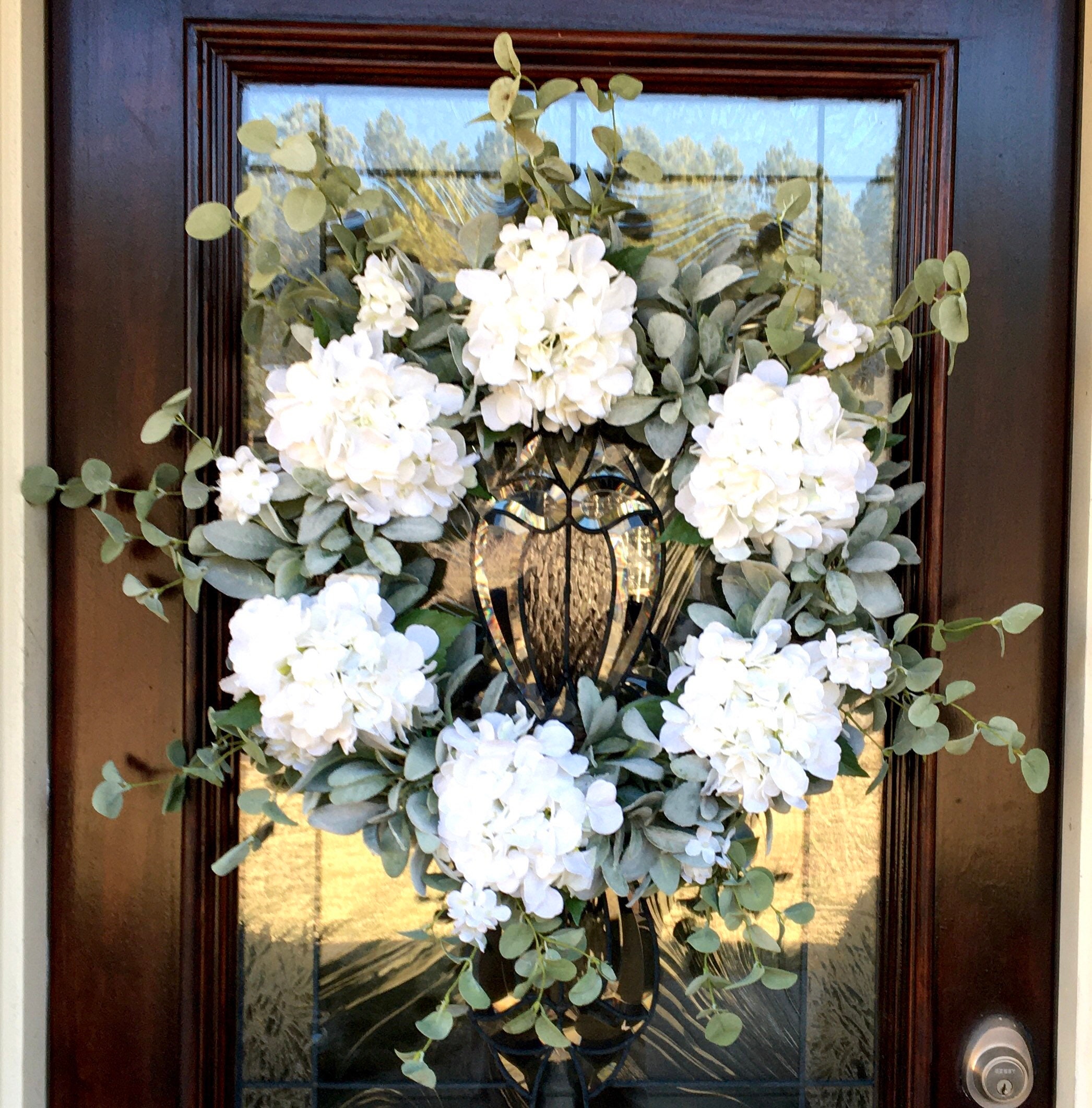 Extra Large Elegant White Wreaths for Double Doors, Country White ...