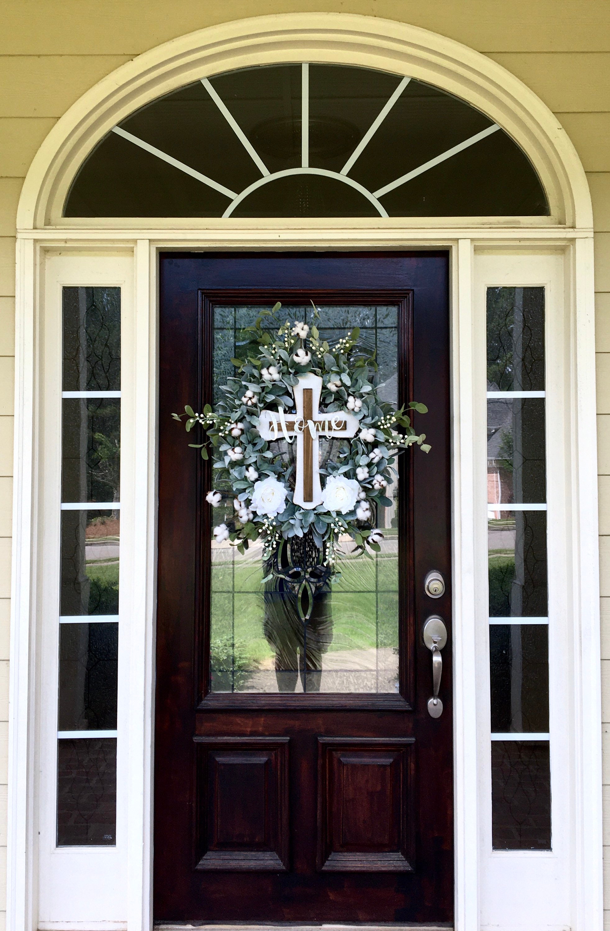 Extra Large Farmhouse Wreath for Front Door Christian Cross | Etsy