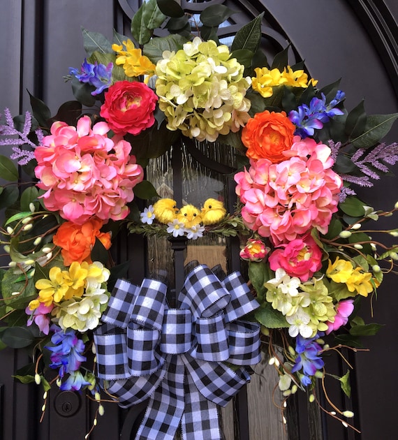Large Front Door Wreath Colorful Spring and Summer Wreath | Etsy