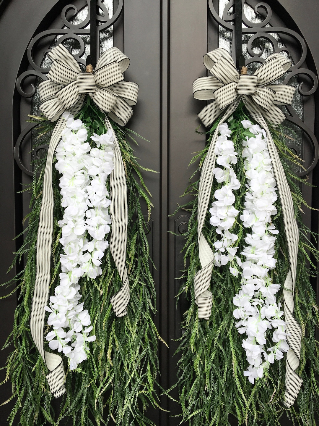Extra Large Swags for Front Double Doors, Grass and Garland Privacy ...