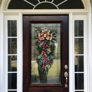 Elegant Large Christmas Swags for Front Double Doors, Pine, Frosted Icy ...