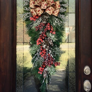 Elegant Large Christmas Swags for Front Double Doors, Pine, Frosted Icy ...