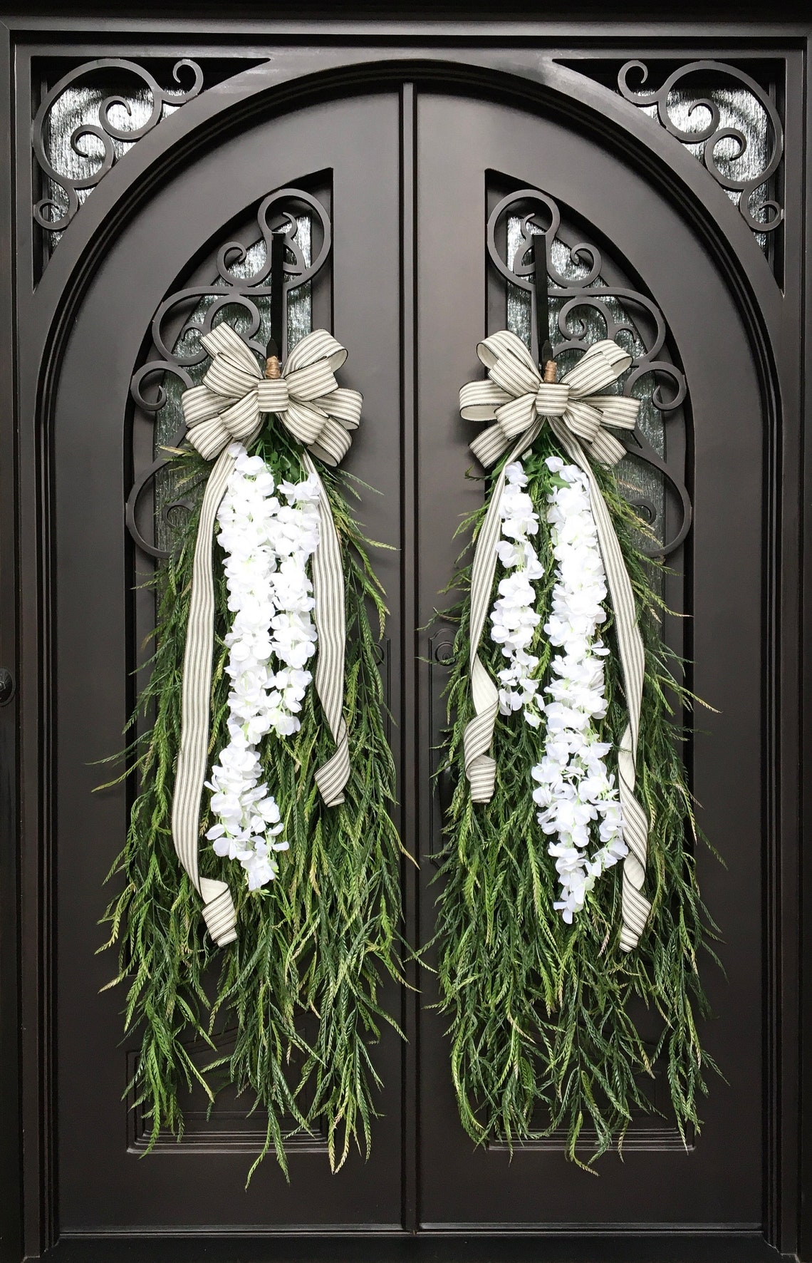 Extra Large Swags for Front Double Doors Grass and Garland - Etsy