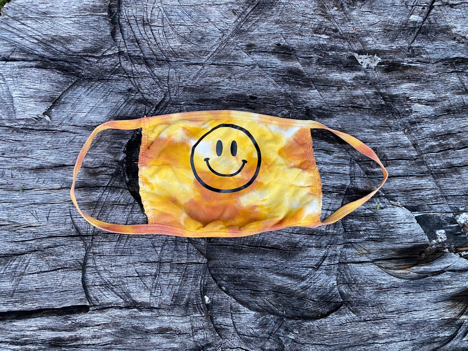 Yellow Smiley Face Mask Cute Tie-Dye Face Mask Reusable | Etsy