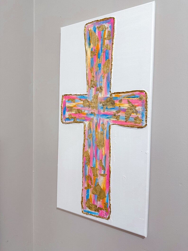Cross Textured Canvas Painting, Painted Canvas Gifts, Religious Wall ...