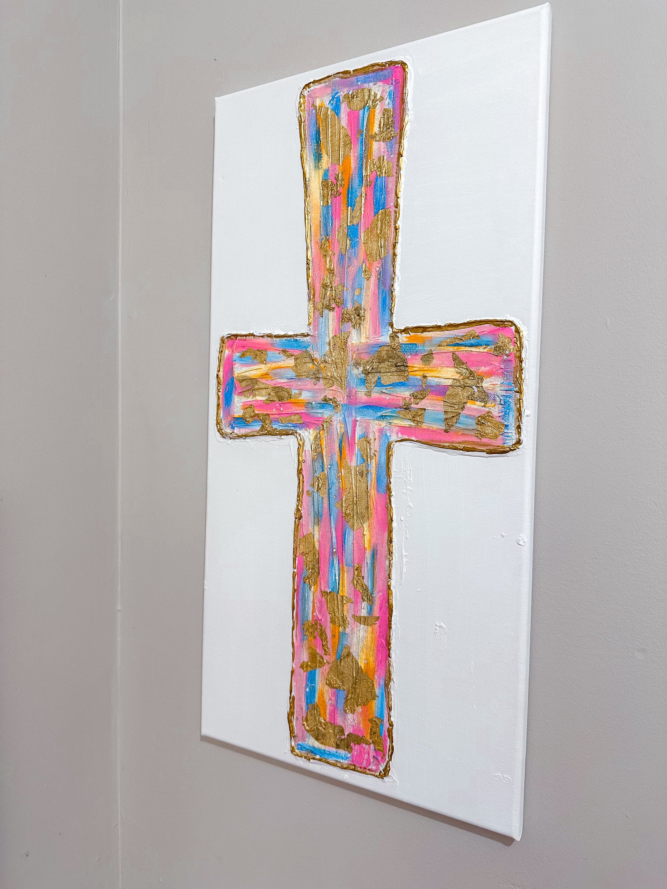 Cross Textured Canvas Painting, Painted Canvas Gifts, Religious Wall ...