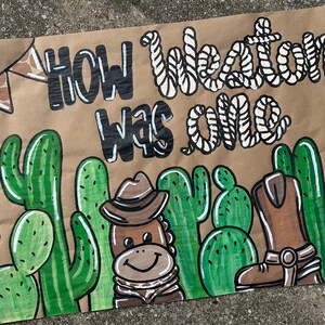 My 1st Rodeo Birthday Banner, Painted Brown Paper Banner, Painted ...