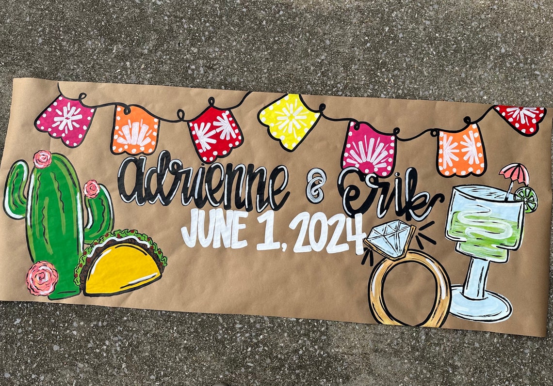 Fiesta Themed Painted Banner, Fiesta Graduation Party Banner, Brown ...