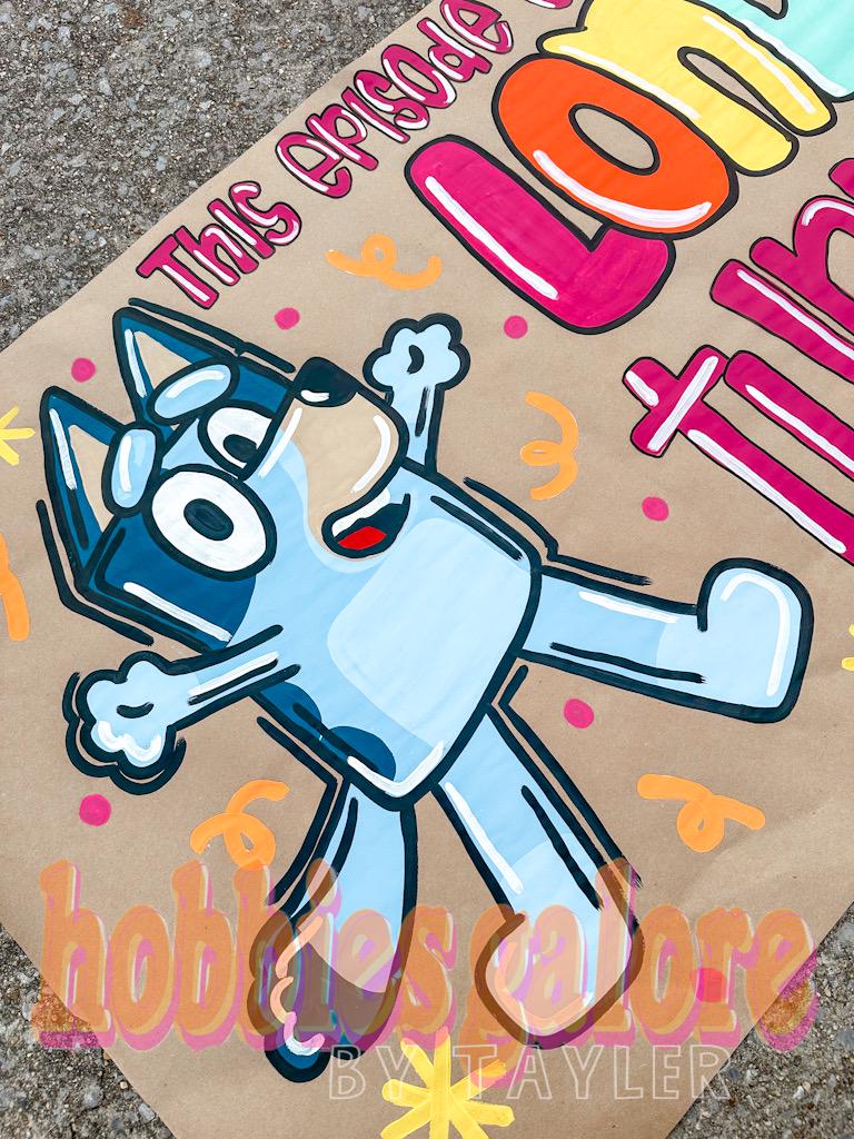 Bluey Painted Birthday Banner, Bluey Birthday Party Theme, Cartoon ...
