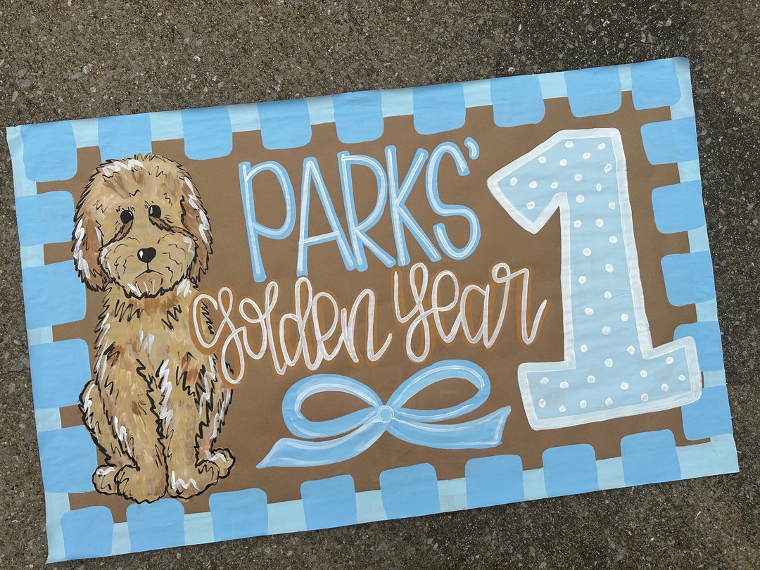 One Golden Year Birthday, Painted Brown Paper Banners, Birthday Decor ...