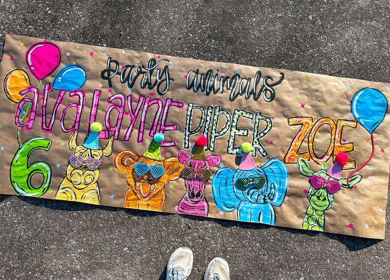 3D Banner, Brown Painted Banner for Party, Party Animals Birthday Theme ...