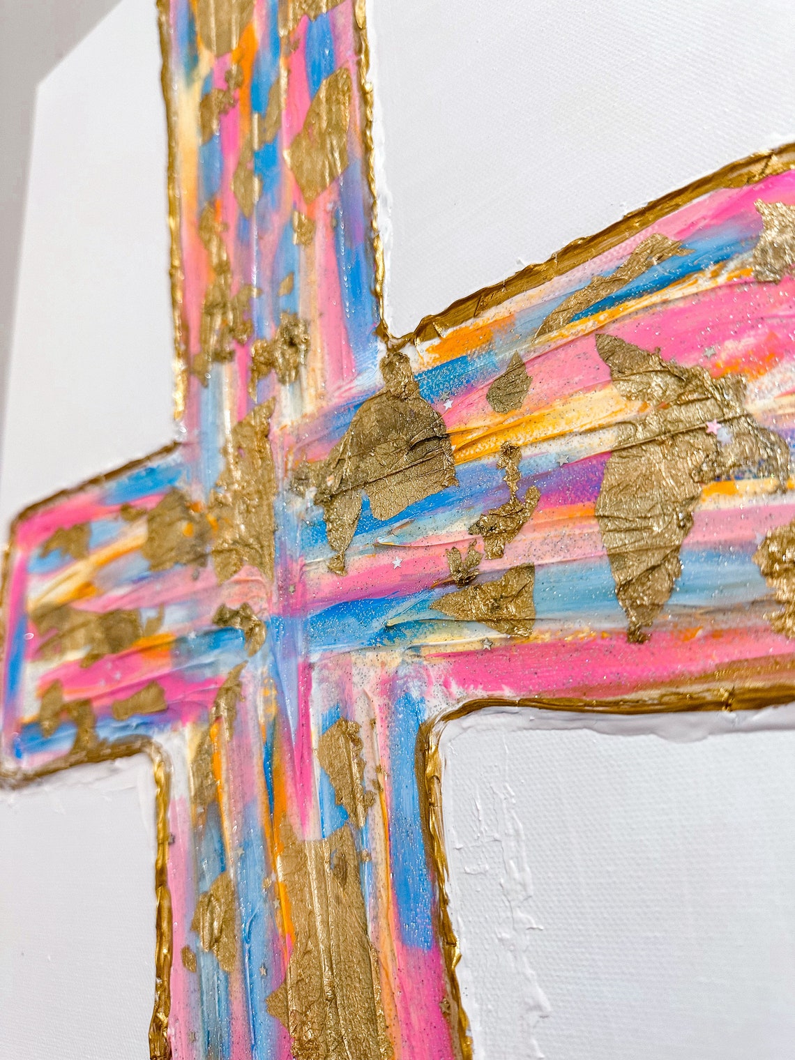 Cross Textured Canvas Painting, Painted Canvas Gifts, Religious Wall ...