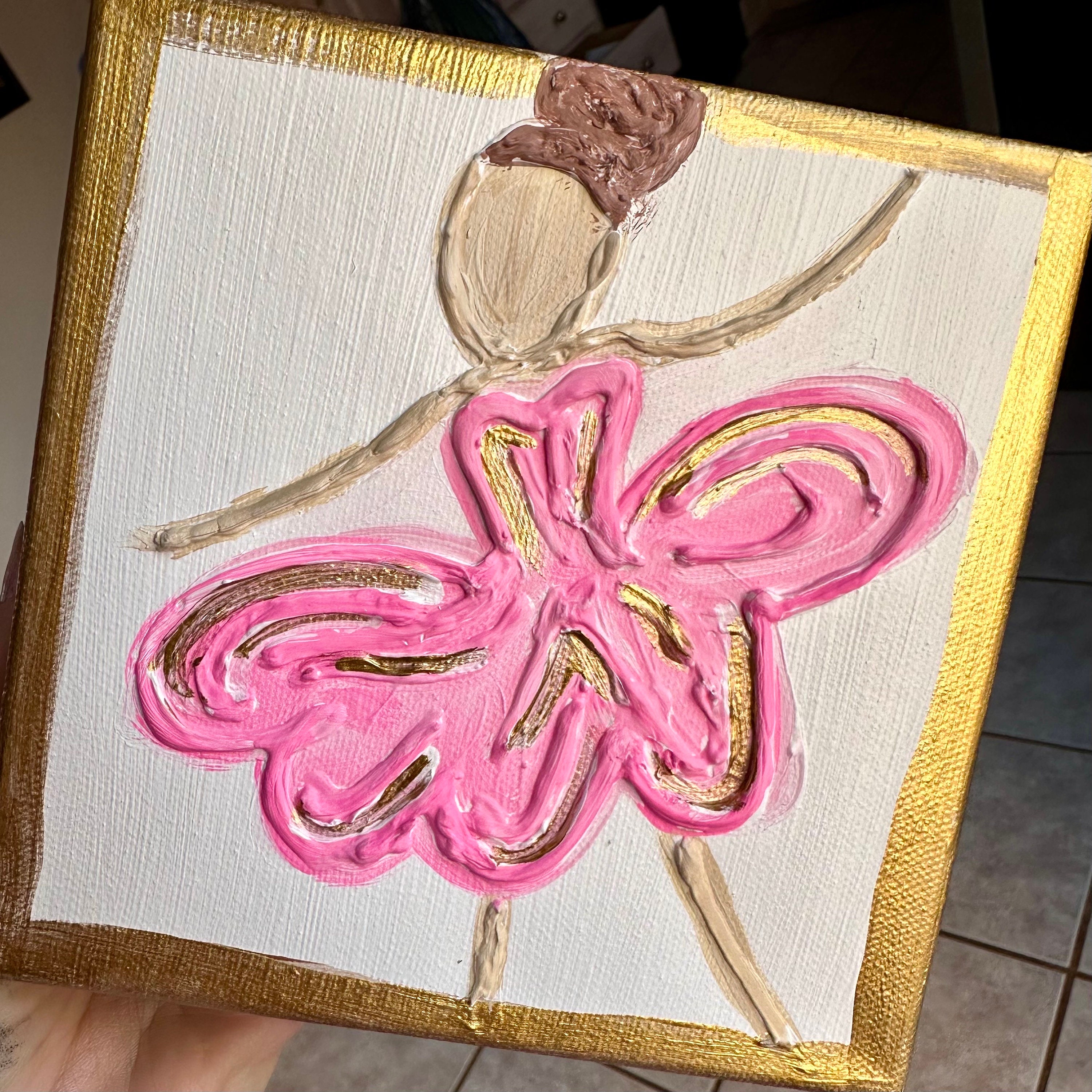 Ballerina Textured Canvas Paintings, Mini Canvas Art, Valentine Basket ...
