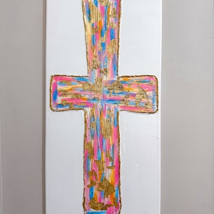 Cross Textured Canvas Painting, Painted Canvas Gifts, Religious Wall ...