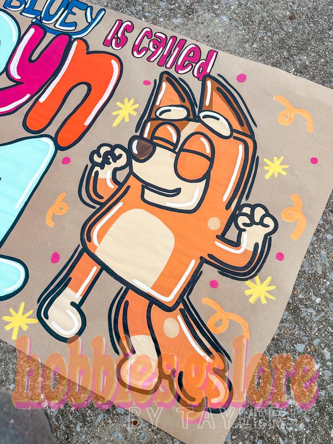 Bluey Painted Birthday Banner, Bluey Birthday Party Theme, Cartoon ...