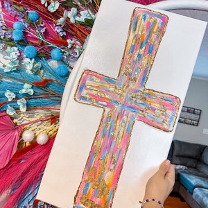 Cross Textured Canvas Painting, Painted Canvas Gifts, Religious Wall ...