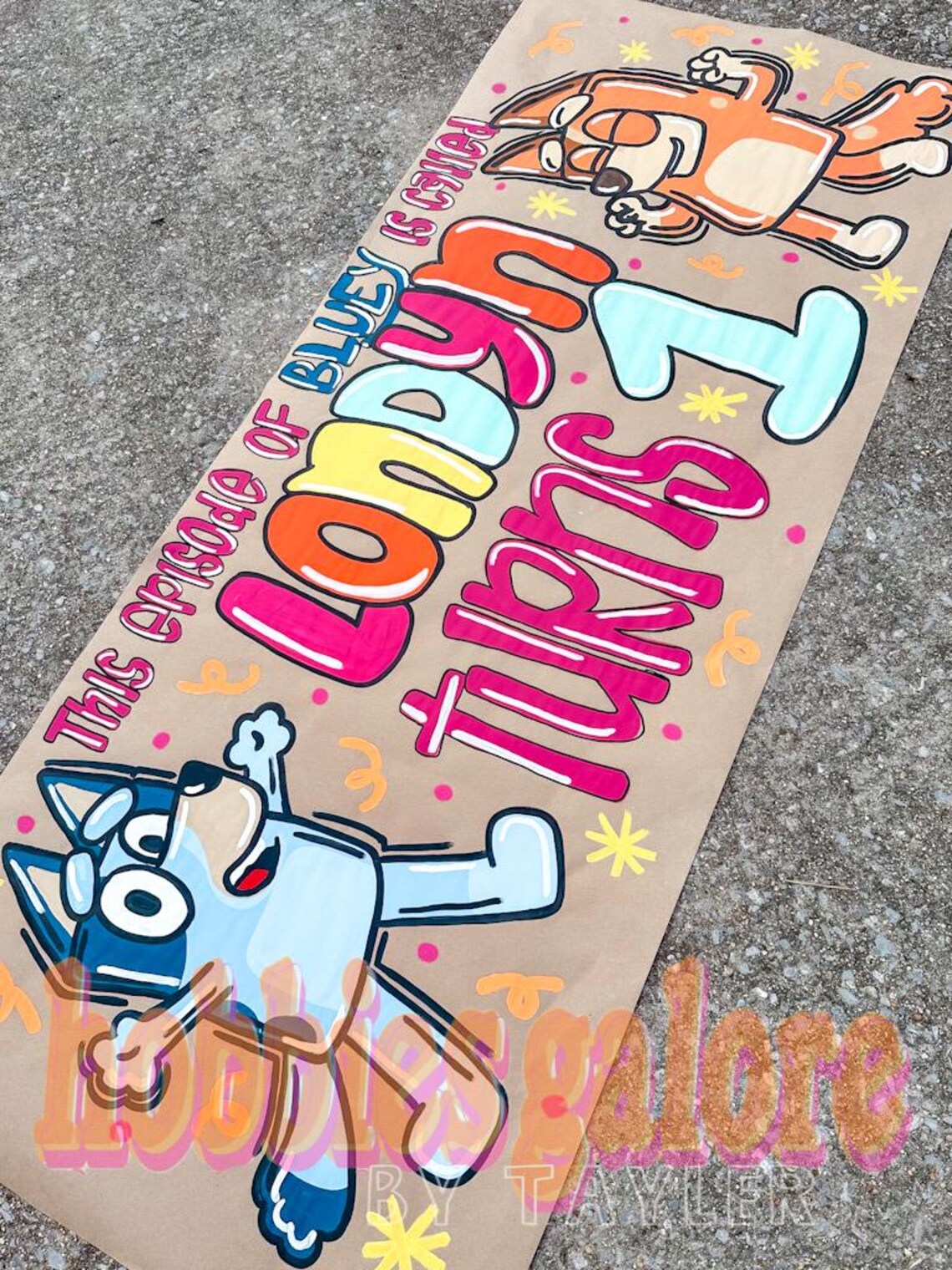 Bluey Painted Birthday Banner, Bluey Birthday Party Theme, Cartoon ...