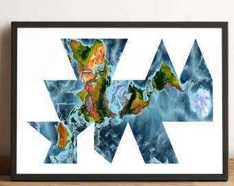 World Map Fuller Projection World Map Vintage World Map - Etsy