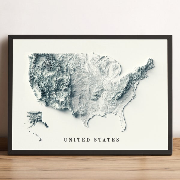 Relief Map of the United States - Etsy