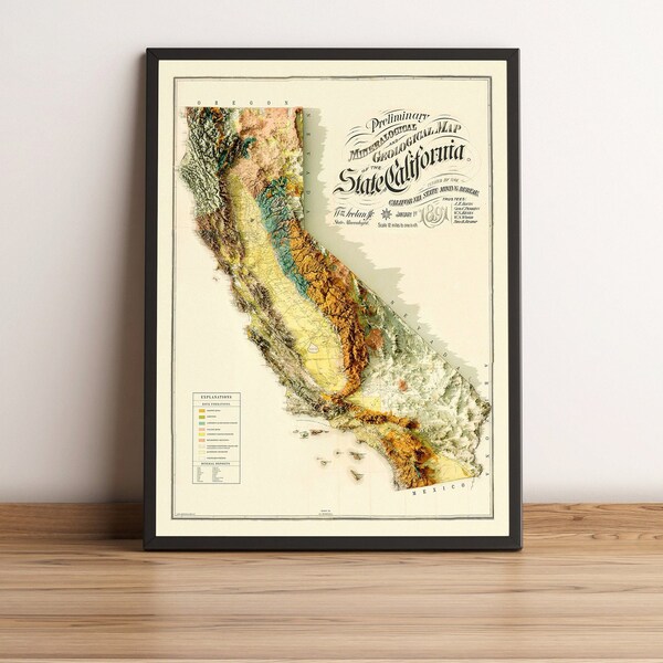 Framed California Map - Etsy