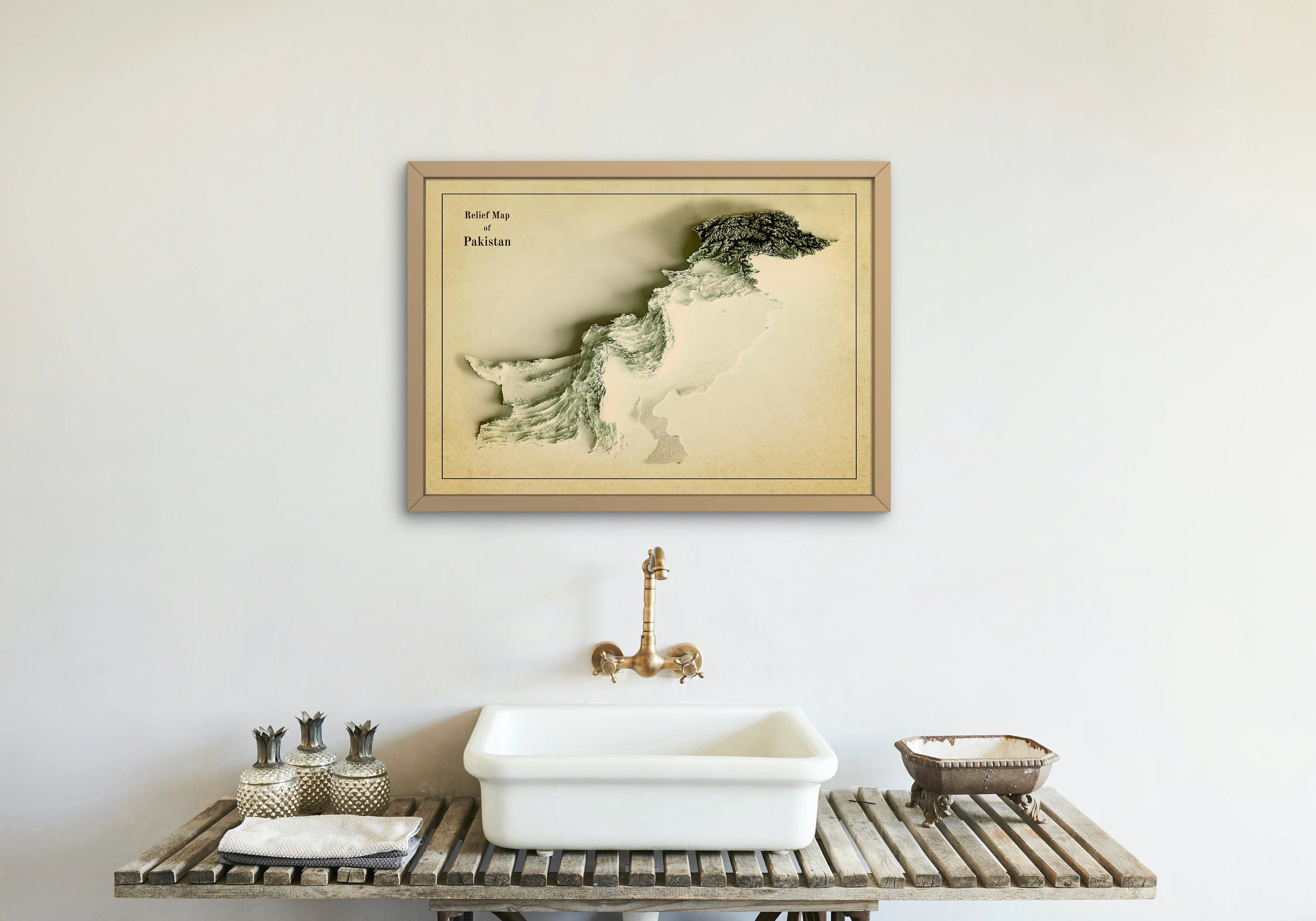 Pakistan Map Pakistan Relief Map Pakistan Topo Map Pakistan Print ...