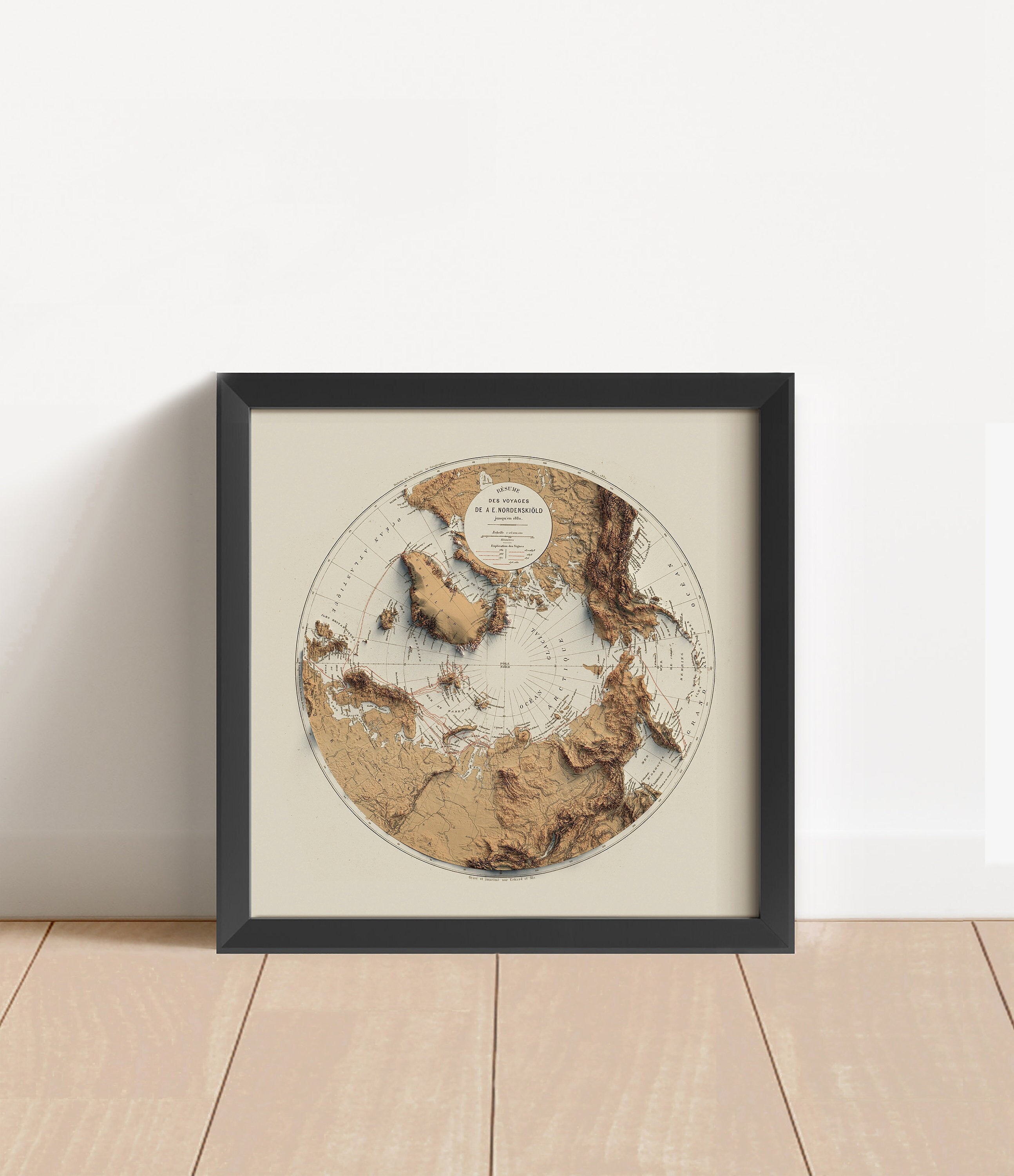 Arctic Map 1880, Arctic Relief Map, Arctic Wall Decor, Arctic Vintage ...