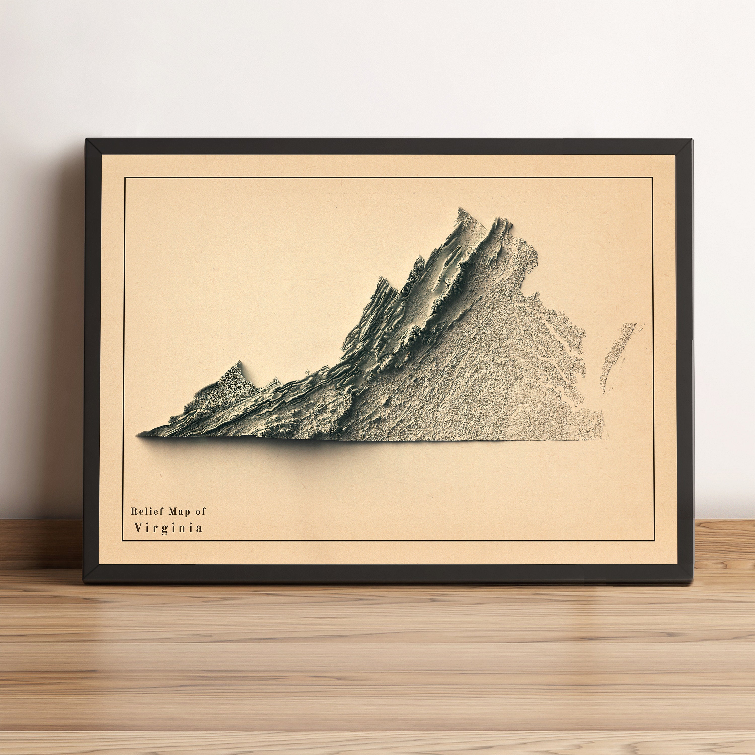 Virginia Map, Virginia Relief Map, Virginia Wall Decor, Virginia Minimalist Map, Virginia Poster ...