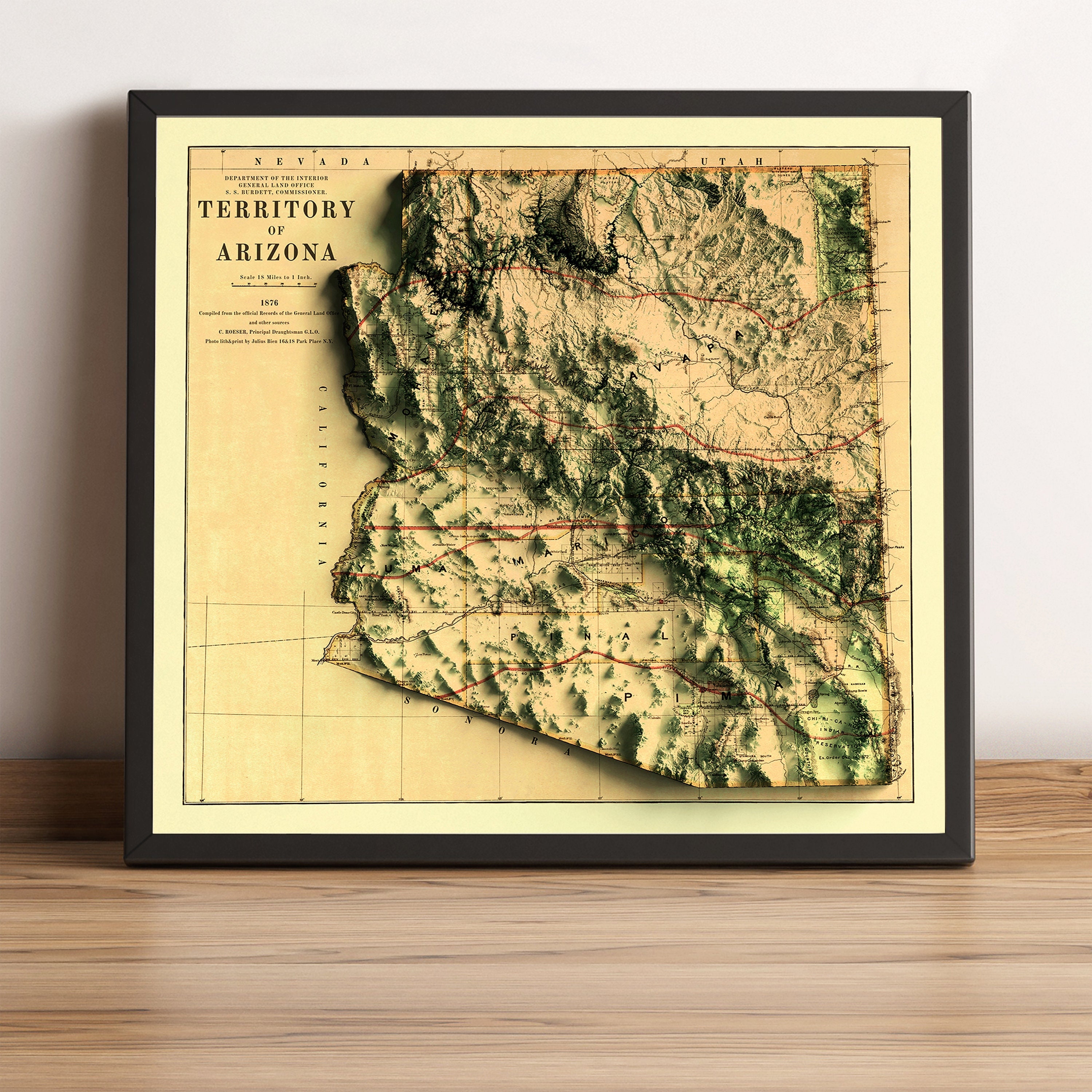 Relief map of arizona