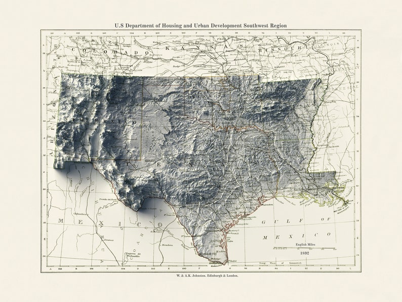 South Central USA Map, South Central USA Printable Relief Map, Texas ...