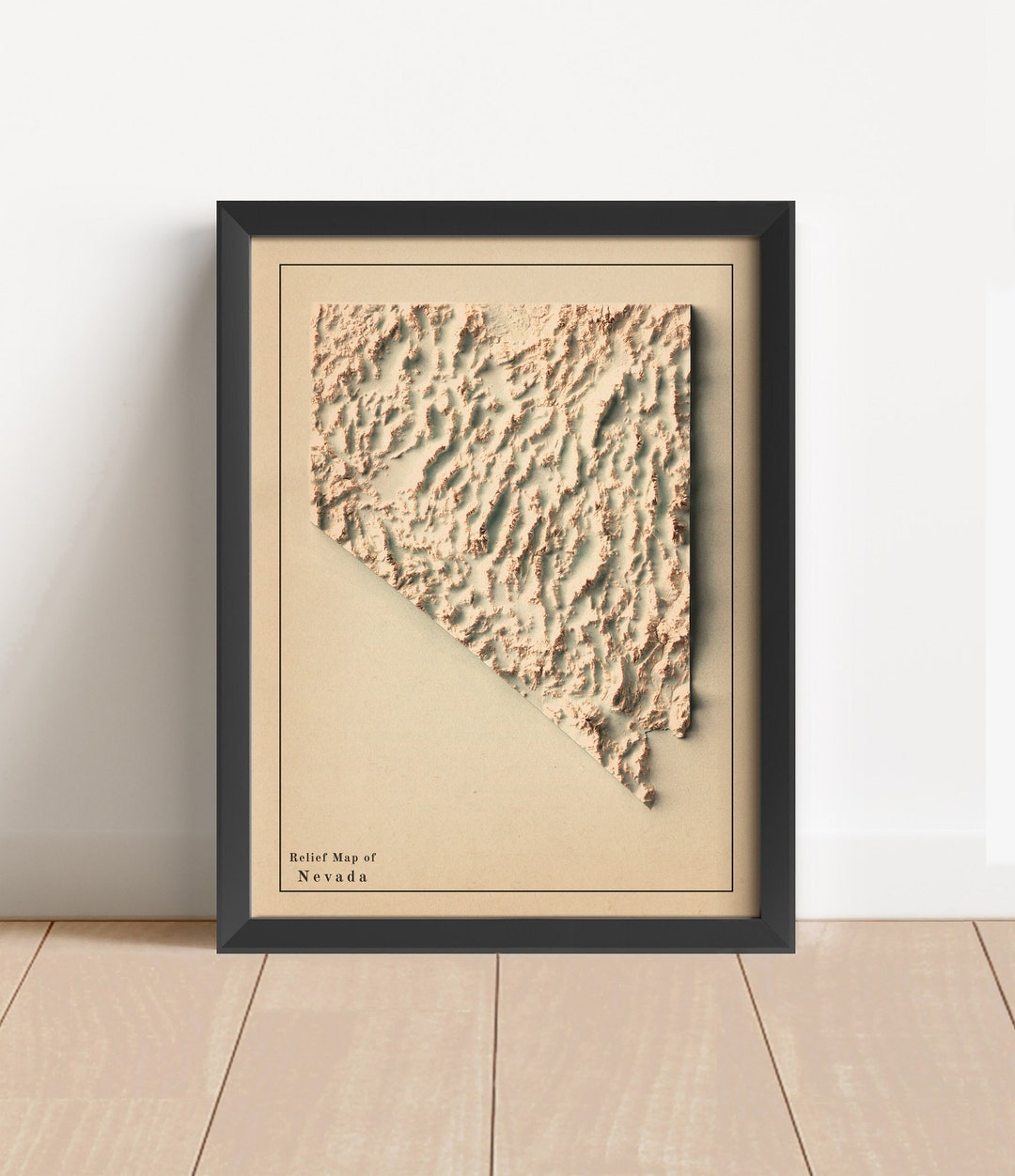 Nevada Minimalist Relief Map | Nevada Wall Art | Nevada Framed Print ...