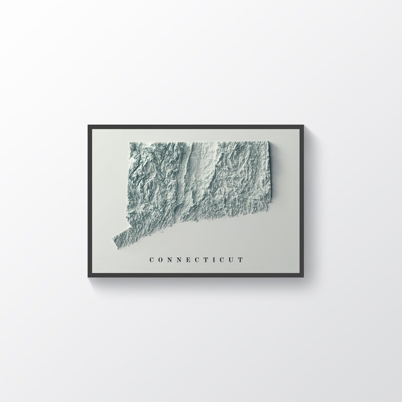 Connecticut Map, Connecticut Relief Map, Connecticut Wall Decor ...