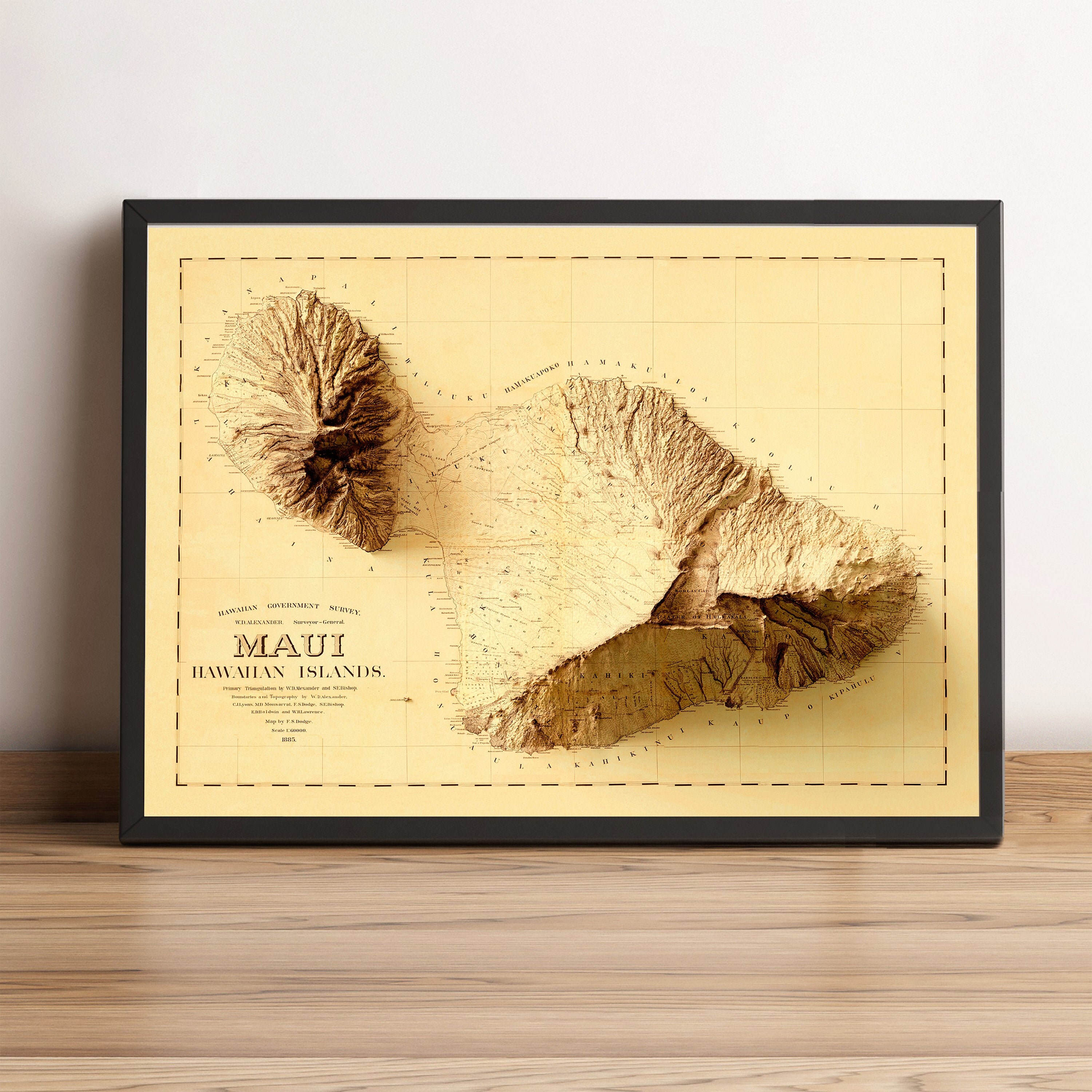 Maui Island Map Hawaii Map Maui Relief Map Maui Vintage Map Hawaiian ...