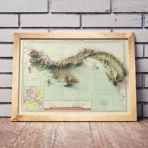 Panama Vintage Relief Map, Based on 1967 Original | Panama Wall Art ...