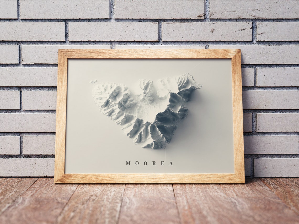 Moorea Map set With Two Maps, Moorea French Polynesia Relief Map ...