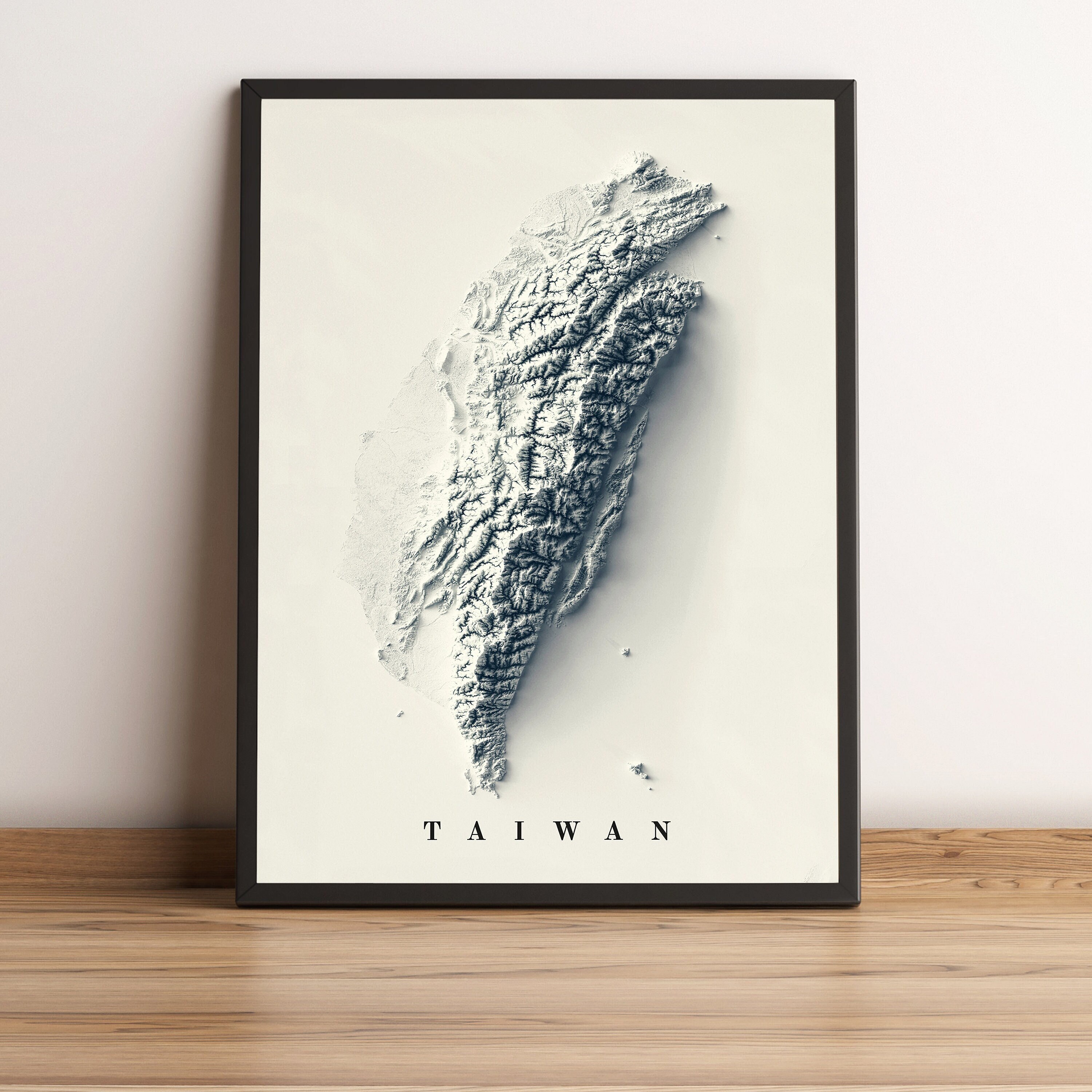 Taiwan Map set With Two Maps, Taiwan Shaded Relief Map, Taiwan Wall Art ...