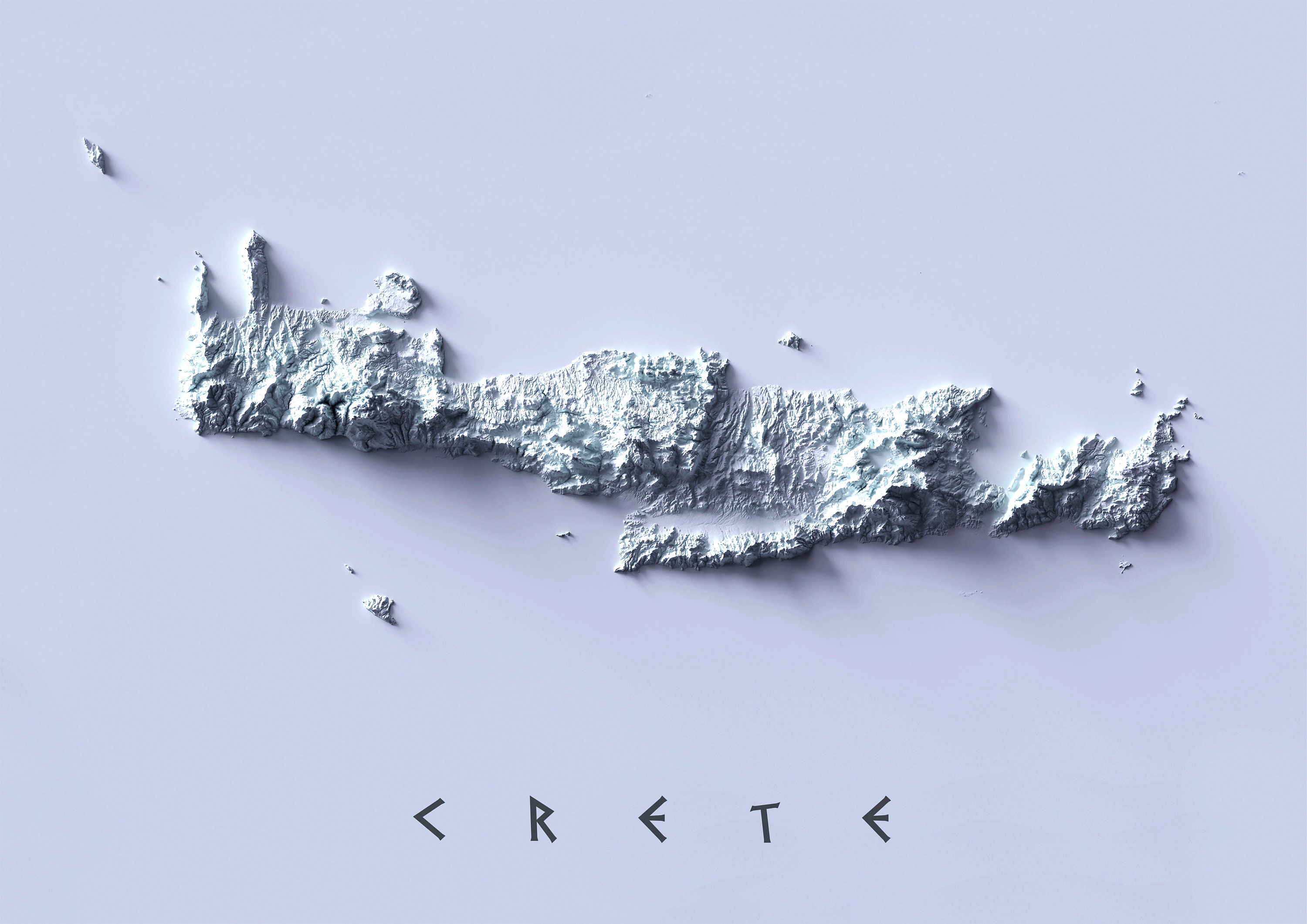 Crete, Greece Map Crete, Greece Relief Map Vintage Map of Crete, Greece ...