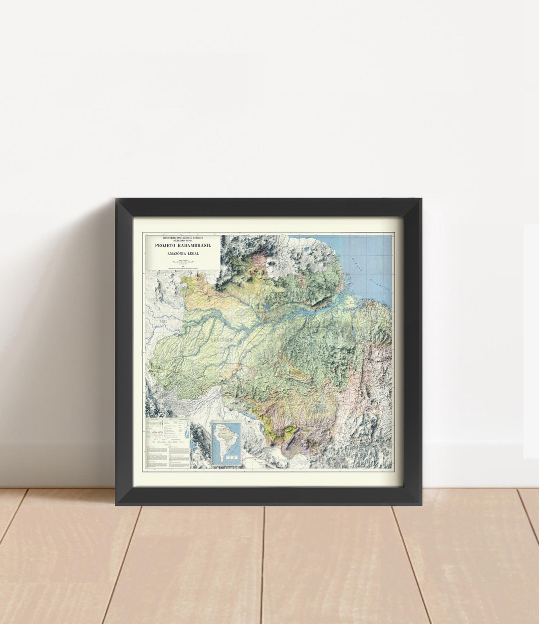 Mapa de la selva amazónica 1983, mapa en relieve de la Amazonía ...