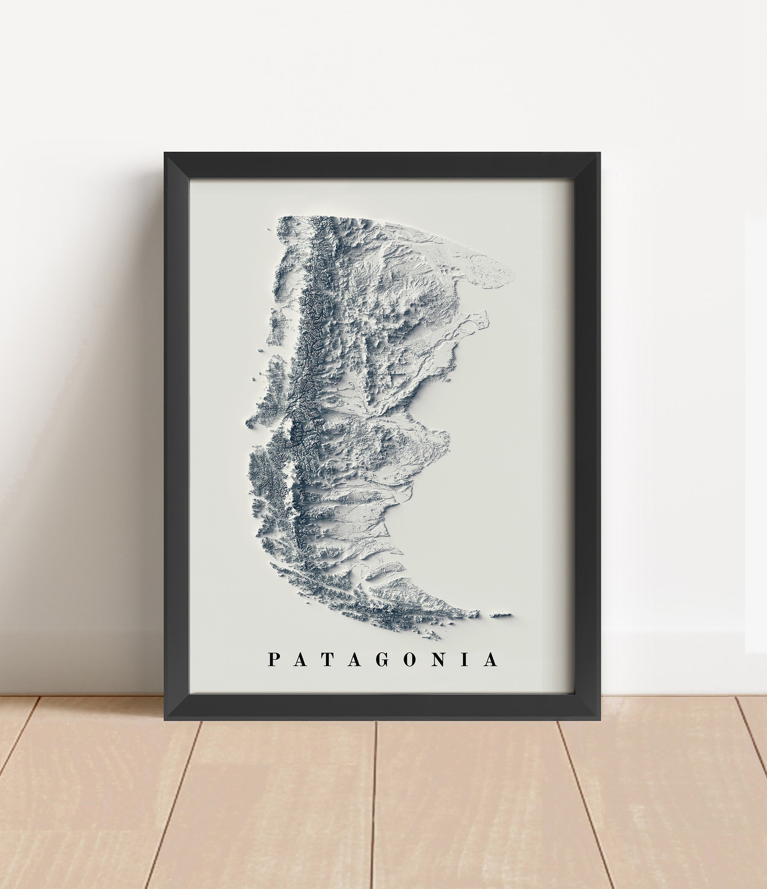 Patagonia Map, Patagonia Relief Map, Patagonia Wall Decor, Patagonia ...