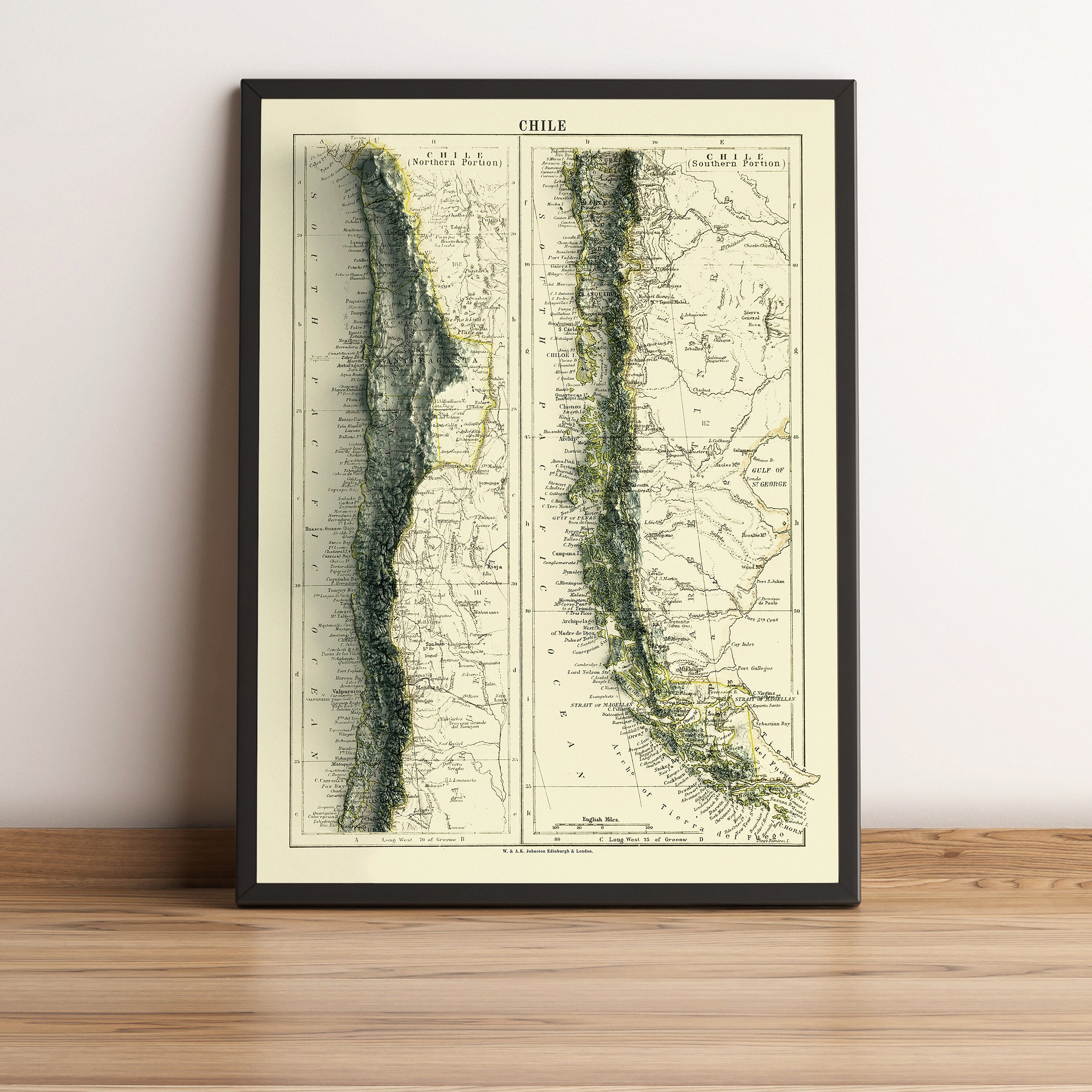 Chile Map 1892, Chile Relief Map, Chile Wall Decor, Chile Vintage Map ...