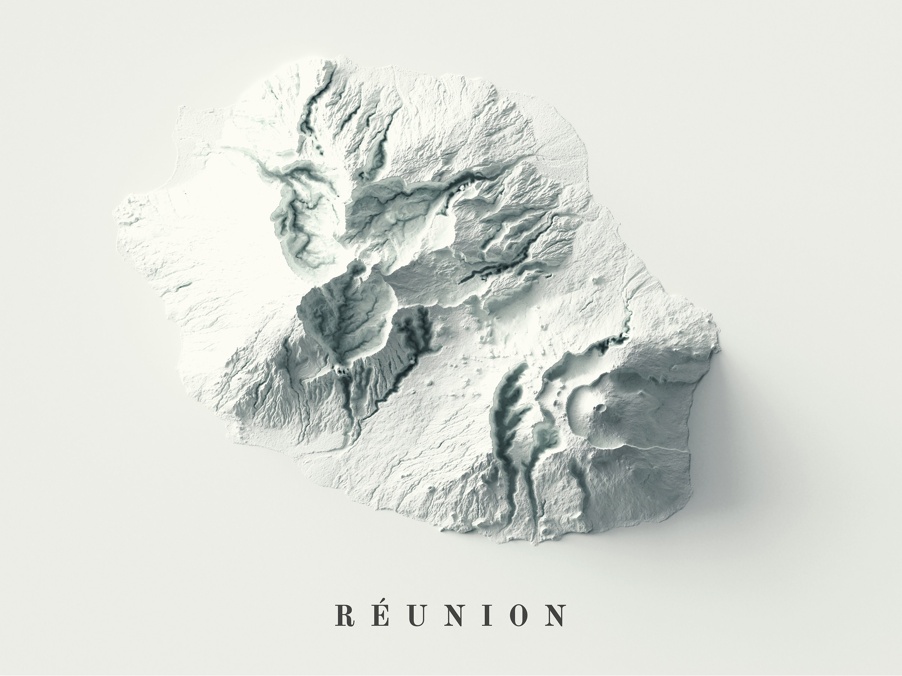 Mapa de Reunión conjunto con dos mapas, Mapa de relieve de La Reunión ...