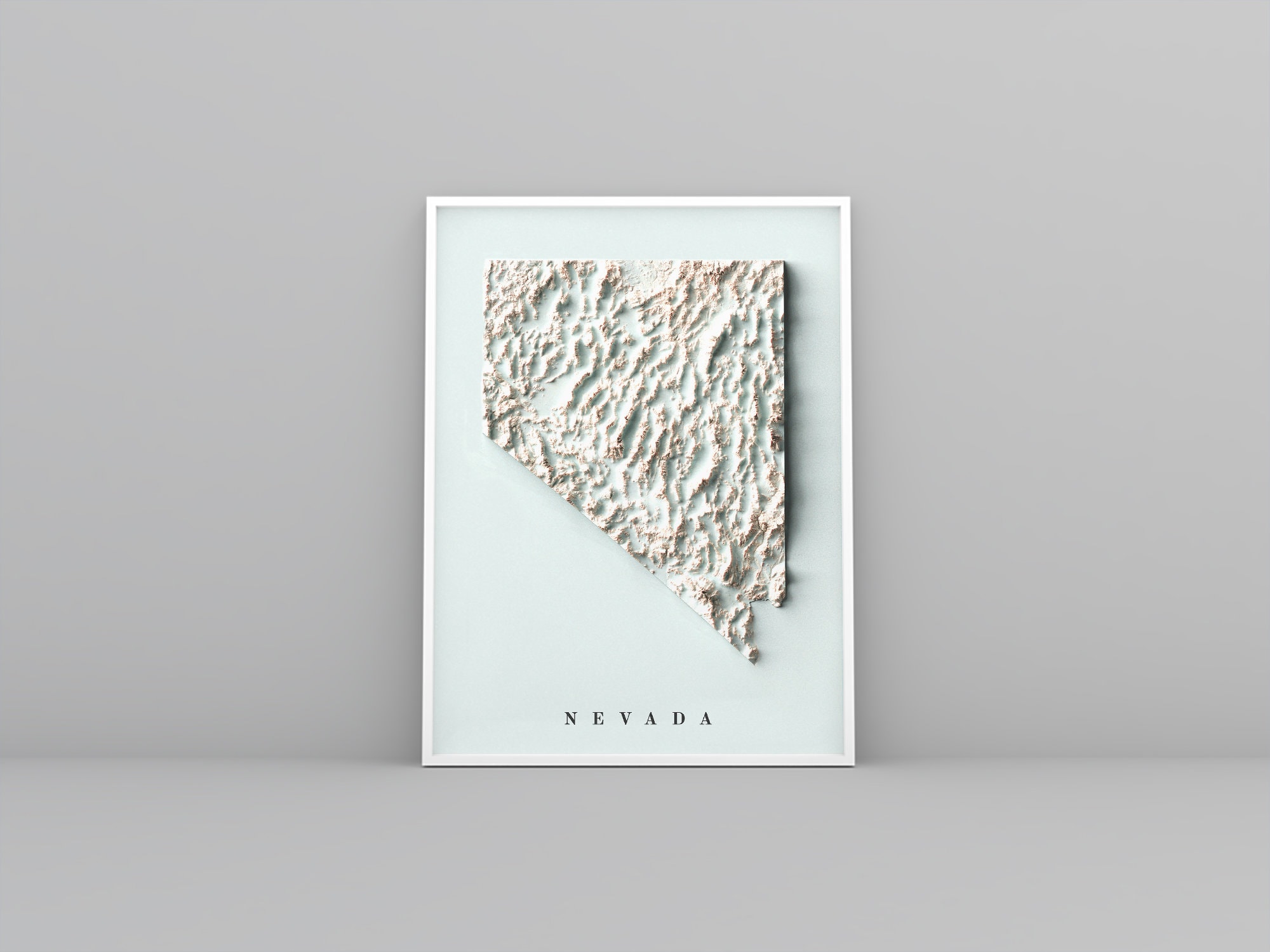 Nevada Map, Nevada Relief Map, Nevada Wall Decor, Nevada Minimalist Map ...