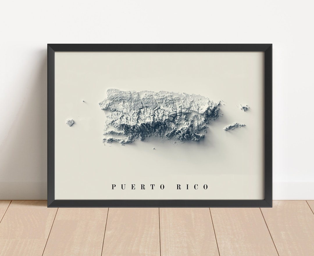 Puerto Rico Minimalist Relief Map | Lebanon Wall Art | Puerto Rico ...