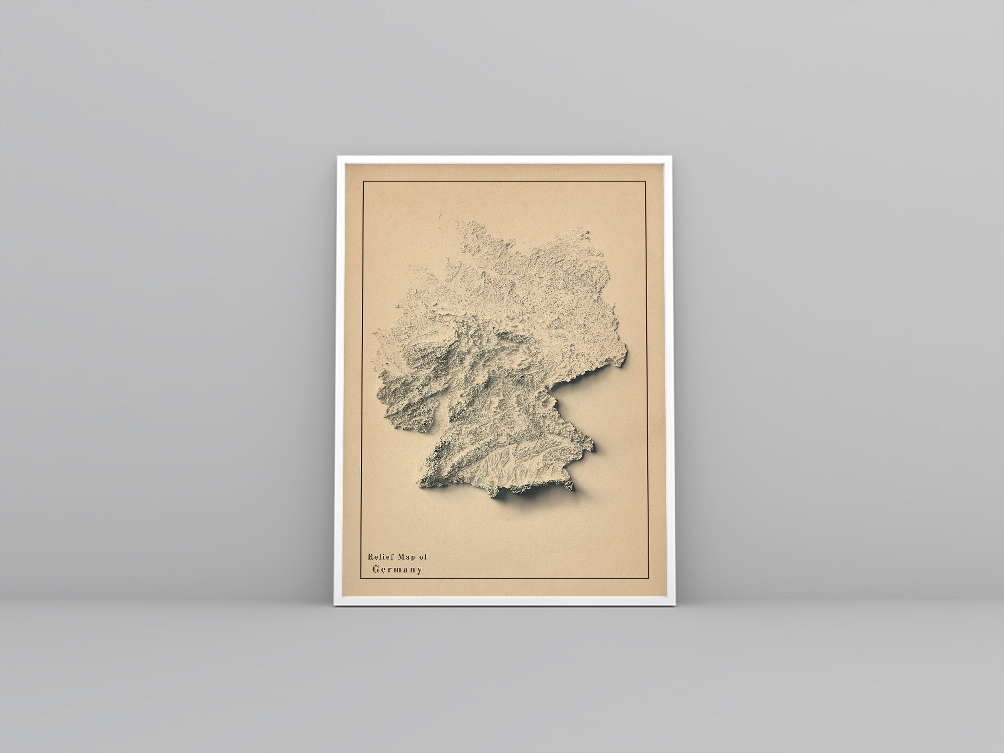 Germany Minimalist Relief Map | Germany Wall Art | Framed Germany Print ...