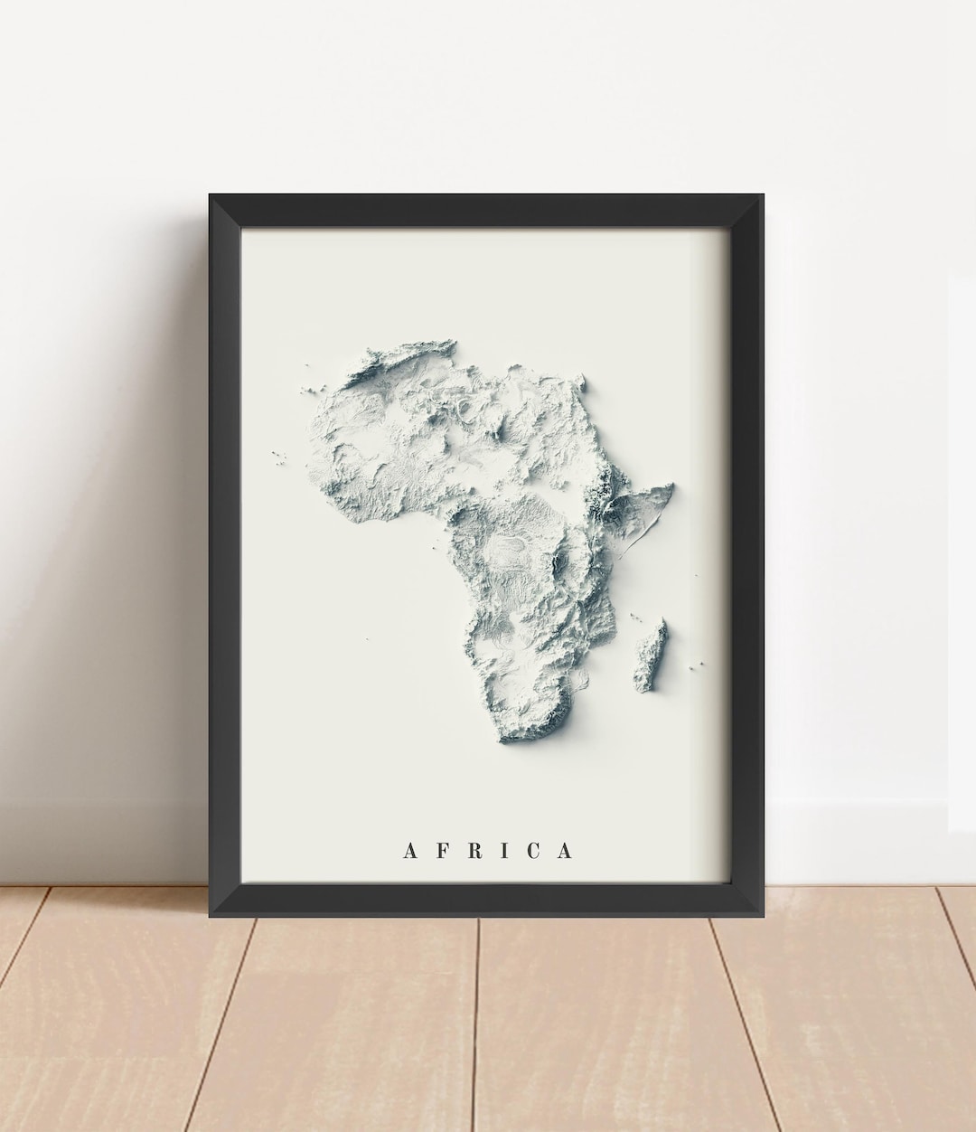Africa Map, Africa Relief Map, Africa Wall Decor, Africa Minimalist Map ...