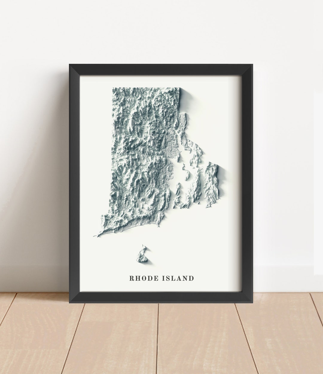 Rhode Island Minimalist Relief Map | Rhode Island Wall Art | Framed ...