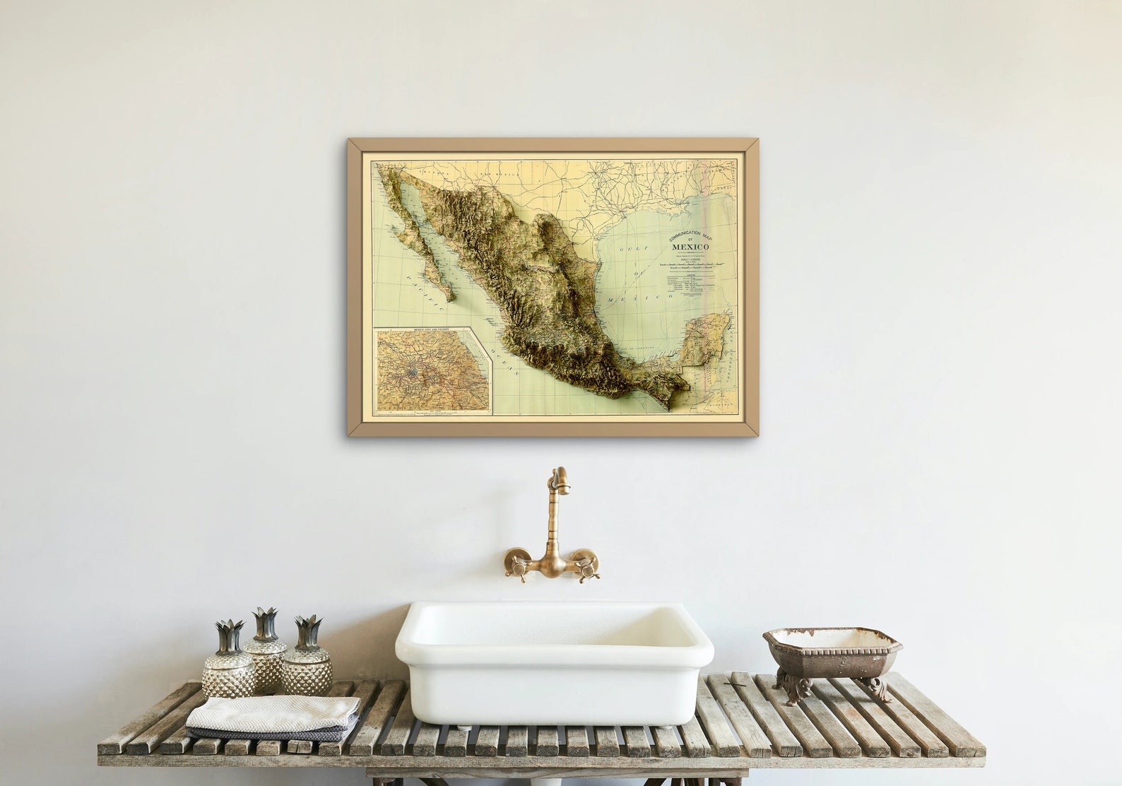 Map of Mexico Relief Map of Mexico Mexico Map Old Map of Mexico Vintage ...