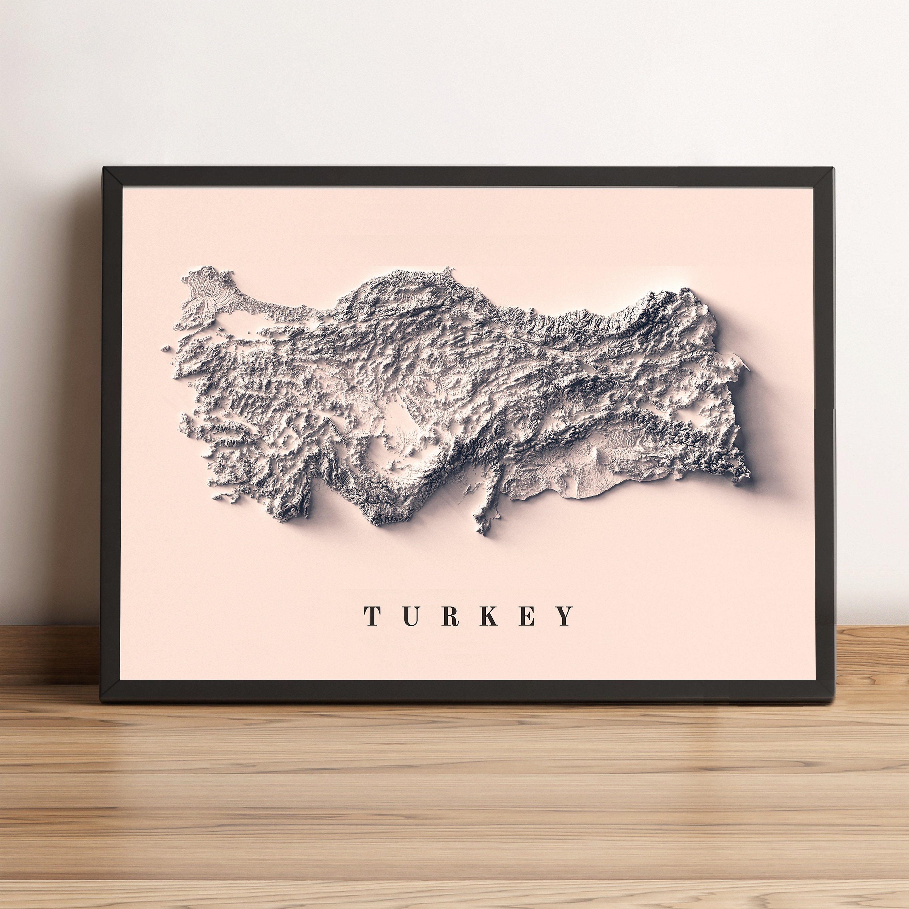Turkey Map, Turkey Relief Map, Turkey Wall Decor, Turkey Minimalist Map ...