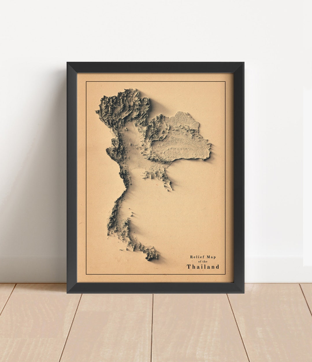 Thailand Map, Thailand Relief Map, Thailand Wall Decor, Thailand ...